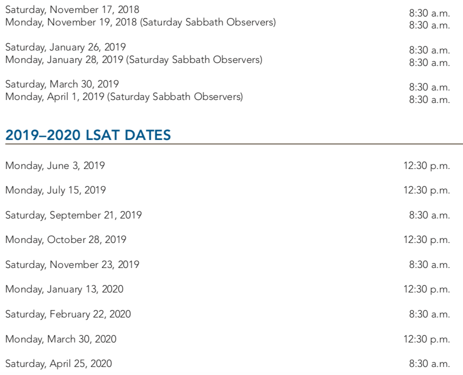 Upcoming LSAT Dates and Times, 2018-2019 (Source: LSAC website) : r ...