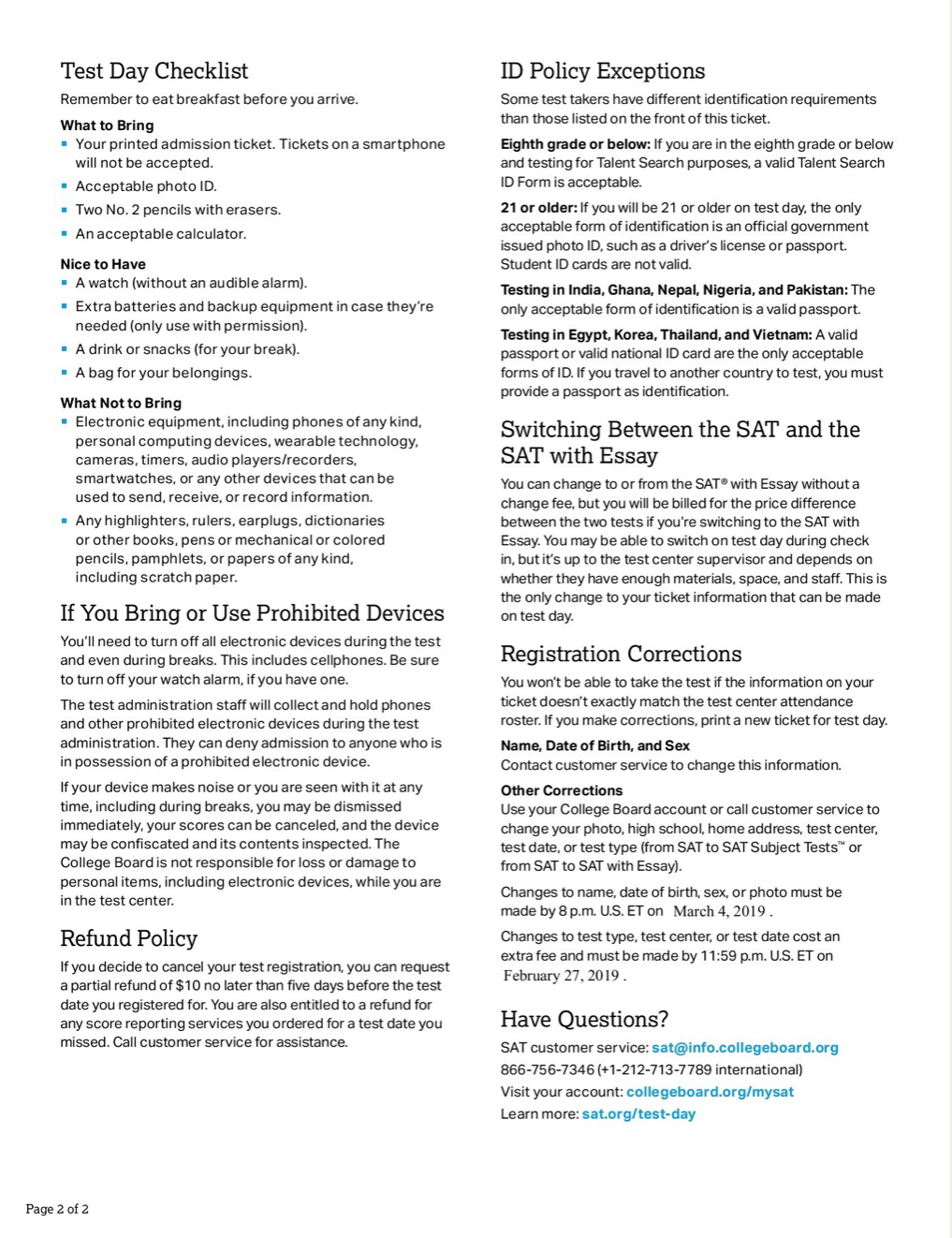 An Example of an SAT Test-Day Admission Ticket. : r/SATACTprep